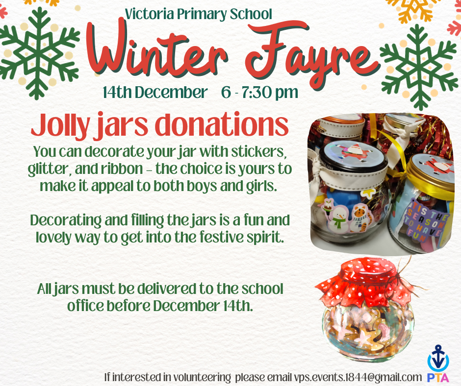 We need your Jolly Jars – VICTORIA PRIMARY SCHOOL